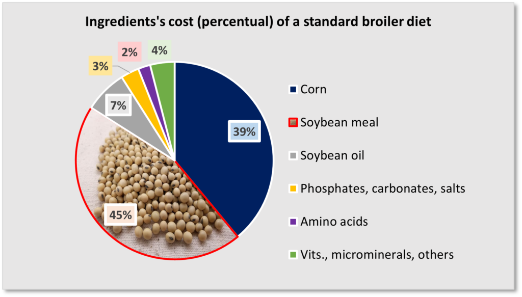 Soybean meal is the protein source of choice for poultry diets